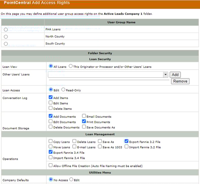 3312 Assigning user or user group access rights to a data folder